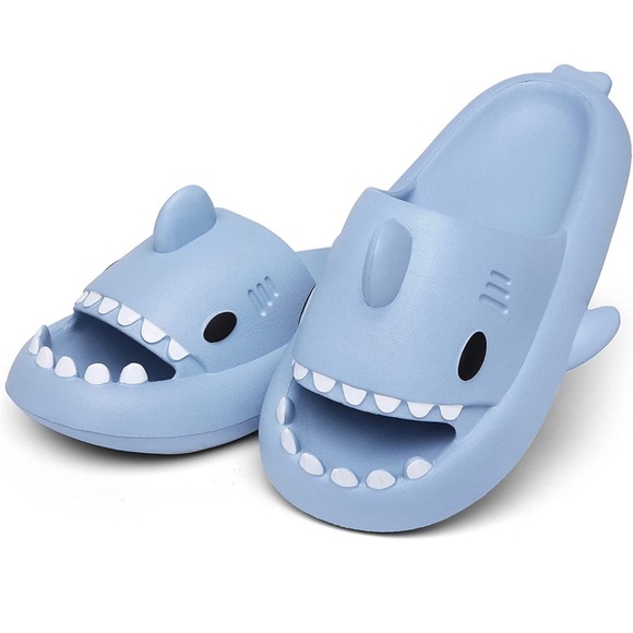 Shoes | Viral Cartoon Light Blue Rubber Shark Slippers | Poshmark